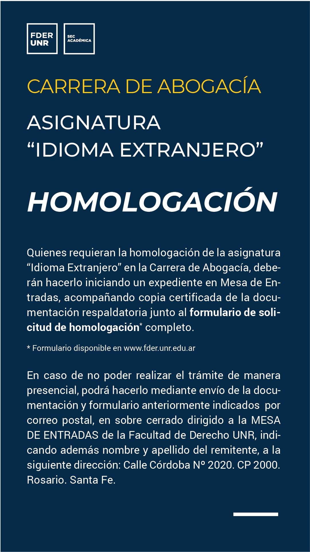 HOMOLOGACIÓN | Facultad de Derecho