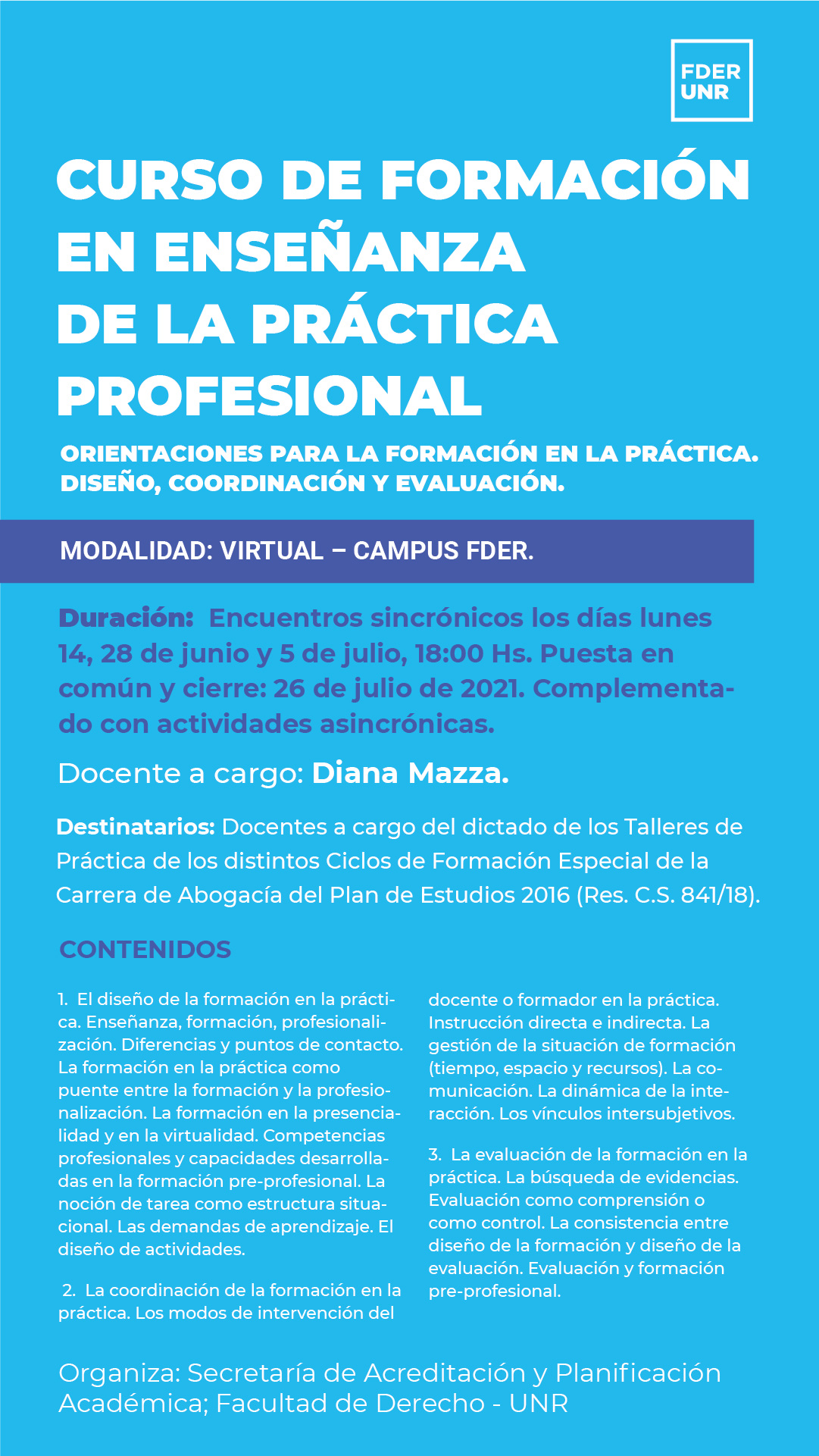 CURSO DE FORMACIÓN EN ENSEÑANZA DE LA PRÁCTICA PROFESIONAL | Facultad ...