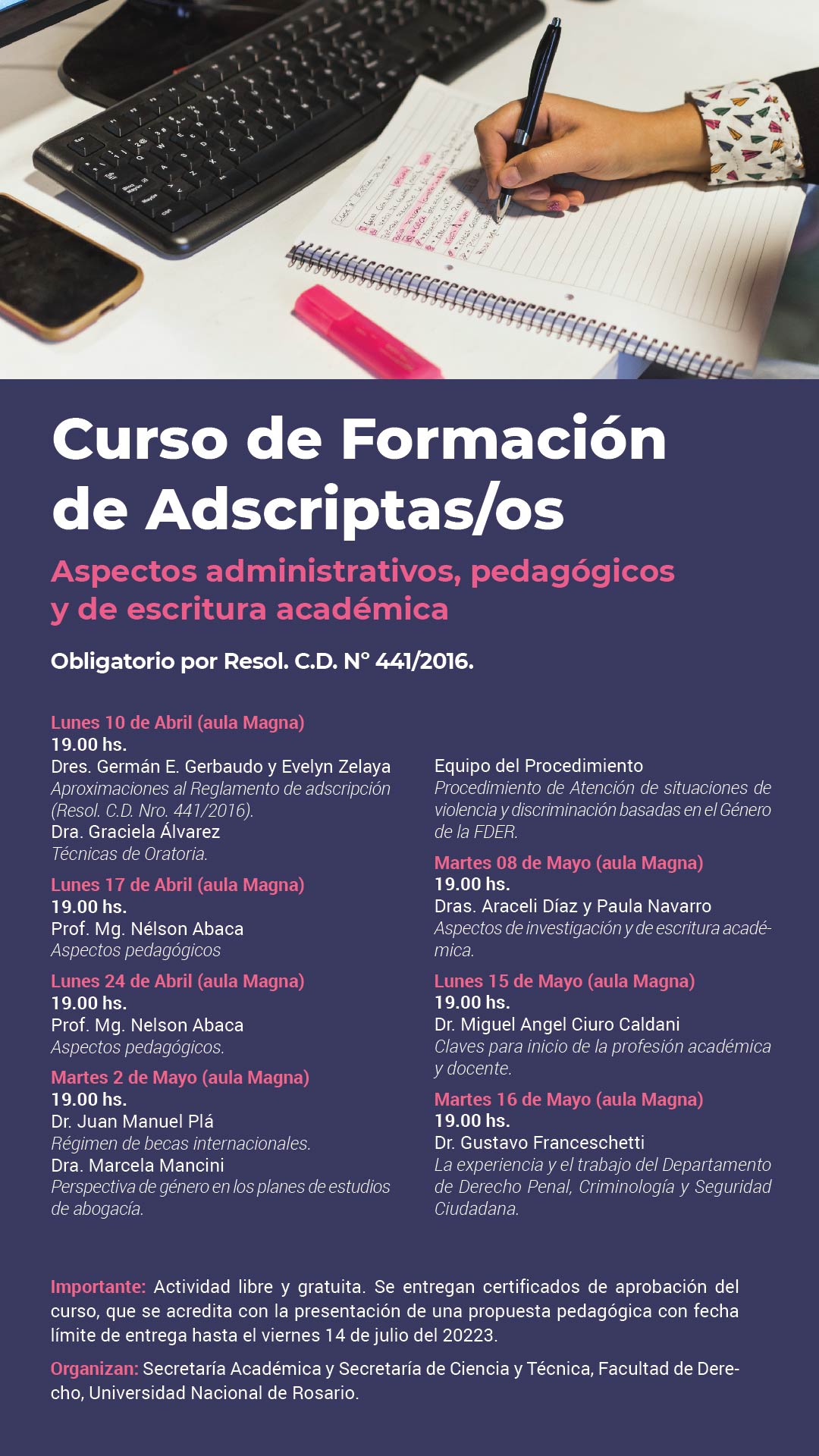 Curso de formación de Adscriptas/os | Facultad de Derecho